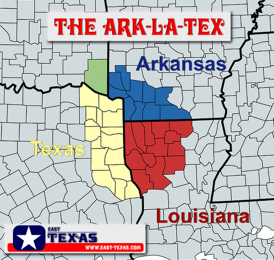 Ark-La-Tex Region, location, counties, maps, junction point of the ...