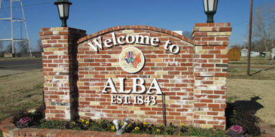 Alba Texas in Wood County, history, population, Lake Fork and links